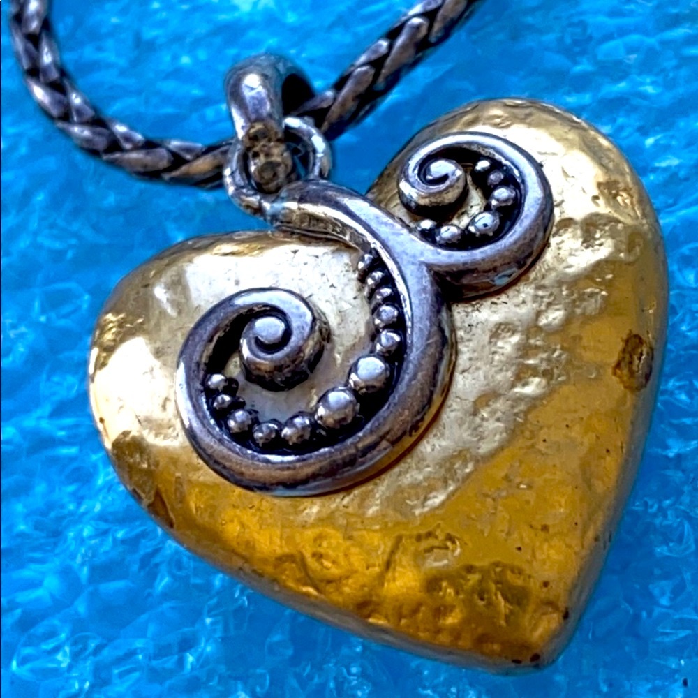 2 Tone Vintage Brighton Scroll Heart Necklace As I - Gem